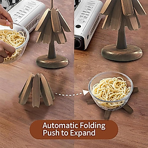 Wooden Tree Coasters, Wooden Trivets for Hot Dishes,Walnut Tree Shape Table Insulation Mat Set for Hot Pots and Pans Heat Resistant Pads for Kitchen Counter (Walnut, M, 3 Wooden Trivet + 1 Stand)