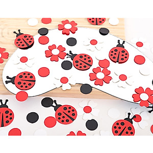 Ladybug Party Confetti - Ladybug Table Decorations, Red Black White Circle ladybug Confetti, Ladybug Birthday Decor, Ladybug Themed Wedding/Bridal Shower/Baby Shower Party Decor (180PCS)