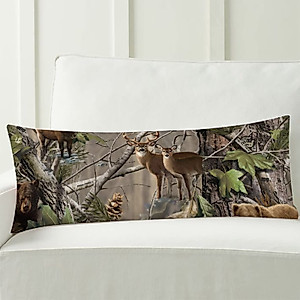 Camo Deer Camouflage Hunting Pillowcase for Body Pillow Long Soft Throw Pillow Case Cover for Bed Couch 20"x54"