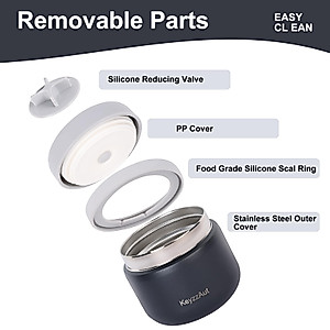 KeyzzAut 9oz Soup Thermos for Hot Food Wide Mouth Vacuum Insulated Food Jar 304 Stainless Steel Lunch Storage Dishwasher Safety Food Soup Container for School, Office, Outdoor (Black)