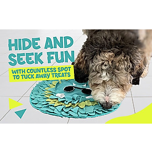 18” Dragon Dog Sniffing Mat - Easy to Clean Fleece Snuffle Mat for Dogs Small - Interactive Dog Toys for Bonding & Fun - Durable Snuffle Mat for Dogs Large Breed - Round Play Mat for Brain Exercise