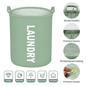 Consmos 6 Sets - 12 Pieces Collapsible Laundry Basket, Large Laundry Hamper with Handle, Freestanding Laundry Baskets Dirty Clothes Basket for Bedroom, Bathroom, Green, Dark Blue and Haze Blue