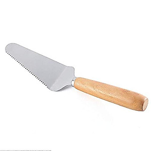 MBBITL 5 x Cake Server Pie Holder Large Triangular Spatula Beech Wood Handle Serrated Edge