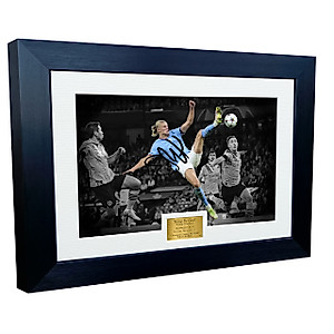 12x8 A4 Erling Haaland Manchester City KUNG FU GOAL Autographed Signed Photo Photograph Picture Frame Football Soccer Poster Gift