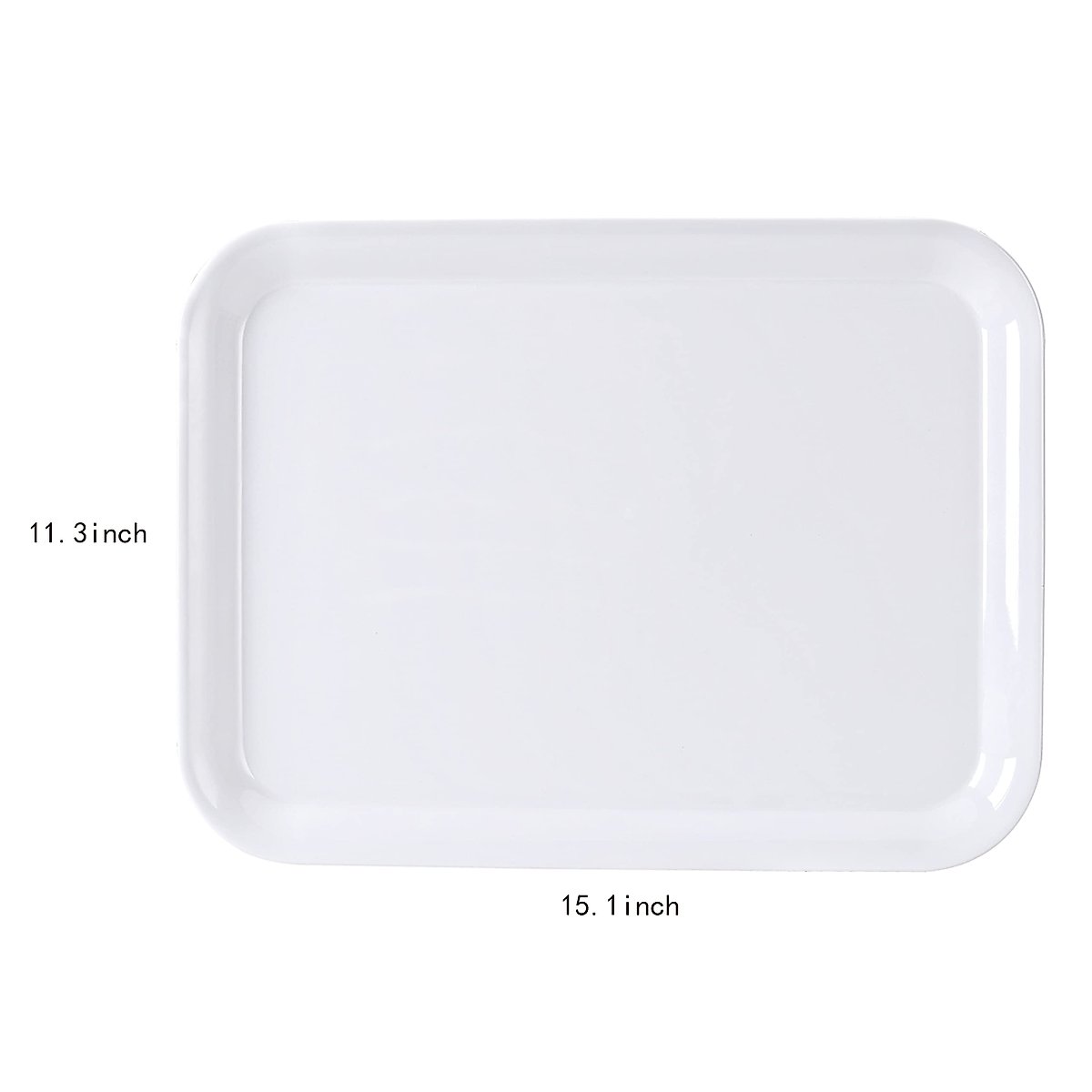FlosSolis 15.1"x11.3" White Serving Tray Set of 2, Melamine Rectangular Serving Tray/Platters Stackable Sturdy and Easy Clean for Serving Food,Fruit,Desserts,Breakfast,Meals,BPA Free
