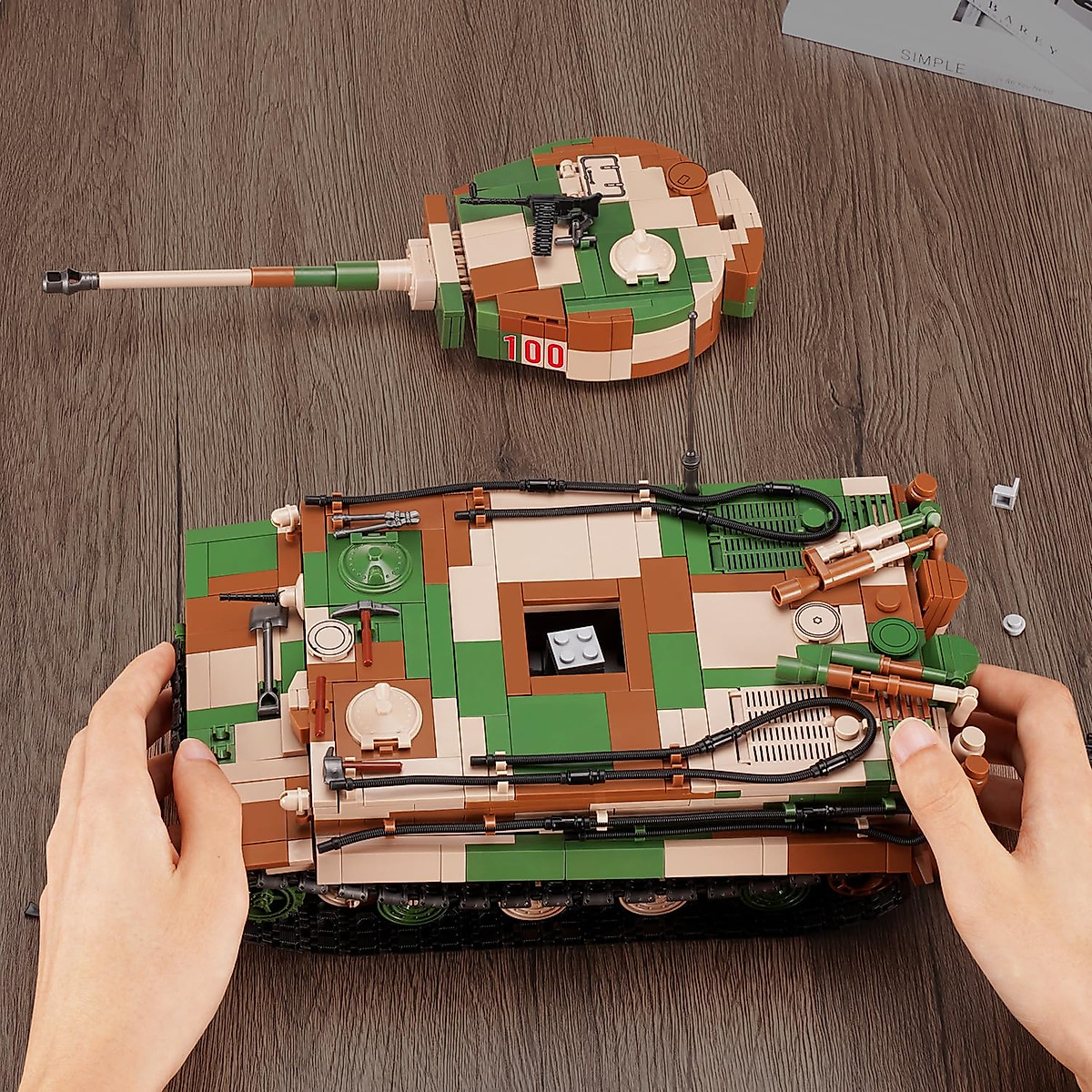 MISINI 100244 Technik Panzer Tank ，WWII-Militärpanzer Building Set，Tiger I Heavy Duty Tank，Military Construction Model Toy for Teen Gift Giving 2276pcs