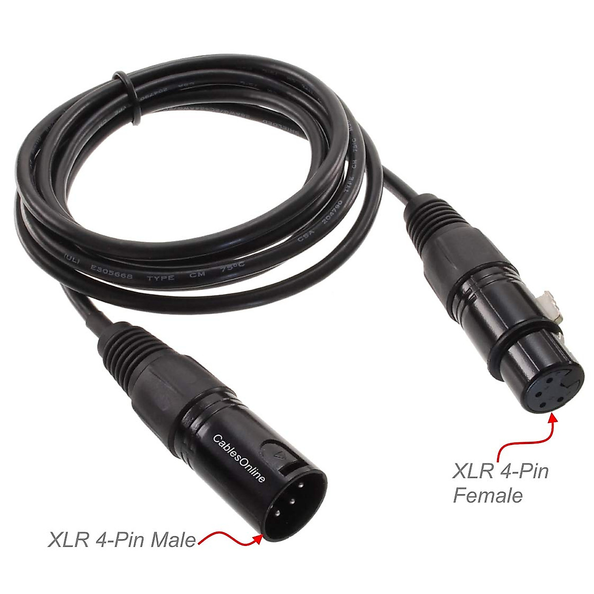 CablesOnline, 10ft. XLR 4-Pin Female to XLR 4-Pin Male Shielded Extension Patch Cable, X4-0010