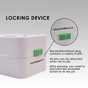 NA Worldtrip Plug Global Universal Travel Adapter for 220+ Countries, International Power Charger, European Adapter, Wall Charger Power Plug for USA EU UK AUS