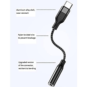 navor USB C to 3.5mm Headphone Jack Adapter Cable, Type C to Aux Audio Dongle Converter Adapter Compatible with Samsung Galaxy S22 S21 S20, Google Pixel 5, iPad Pro and More