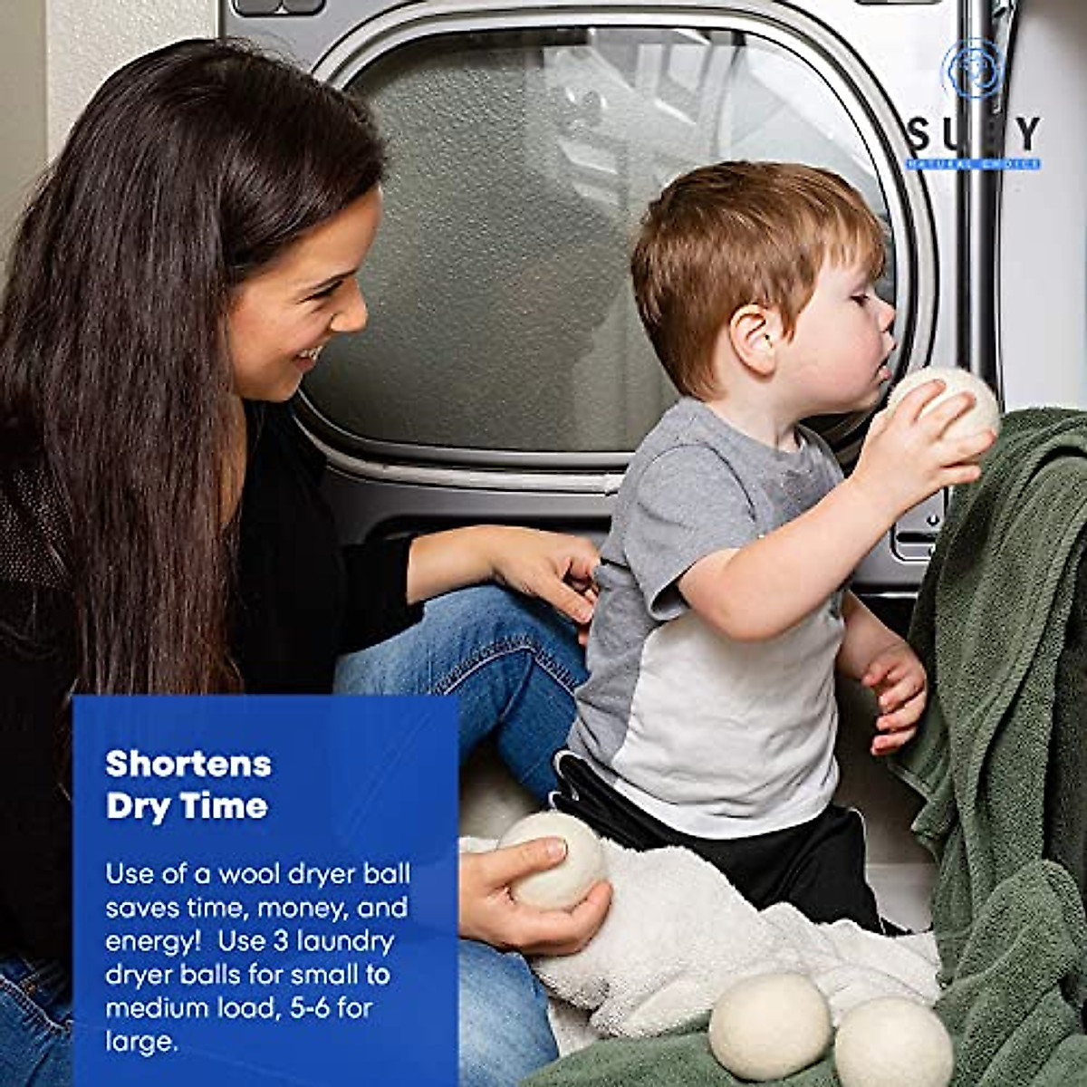 Wool Dryer Balls - Reusable Large Wool Laundry Balls for Dryer | Natural Fabric Softener, Saves Drying Time, Reduces Static and Wrinkles | Wool Balls for Dryer Replaces Dryer Sheets, Pack of 6