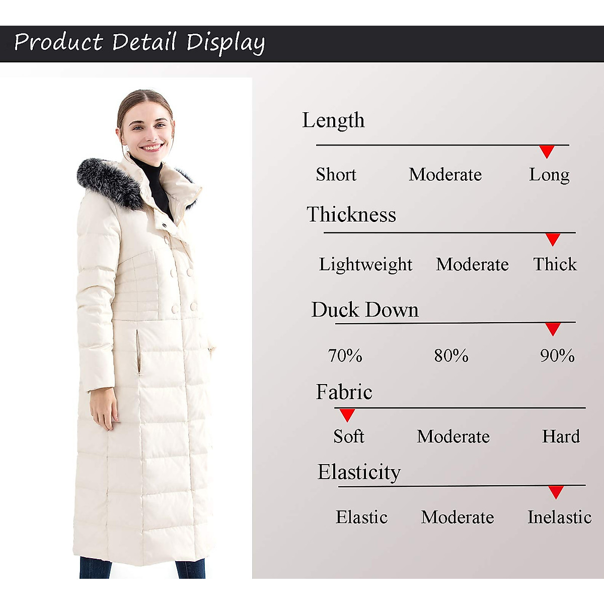 Obosoyo Women's Hooded Thickened Long Down Jacket Maxi Down Parka Puffer Coat (White, S)