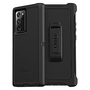 OtterBox Galaxy Note20 Ultra 5G Defender Series Case - BLACK, rugged & durable, with port protection, includes holster clip kickstand