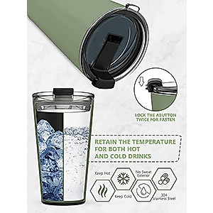 Coffee Maker, Single Serve Coffee Maker Compatible with K-Cup Pod & Ground Coffee, KINGTOO Thermal Drip Instant Coffee Machine with Self Cleaning Function, Brew Strength Control (Red) (Green with Travel Cup)