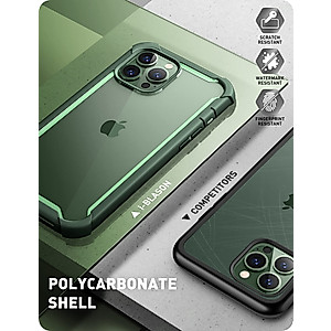 i-Blason Ares for iPhone 13 Pro Max Case 6.7 inch [Built-in Screen Protector] [Military-Grade Protection] Clear Full-Body Shockproof Rugged Bumper Phone Case for iPhone 13 Pro Max (Alpine Green)
