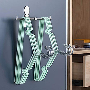 Clothes Hanger Organizer Stacker Storage Holder Rack for Closet and Laundry Room Tidier, Wall Mount, Adhesive or Drilling Installation, Stainless Steel