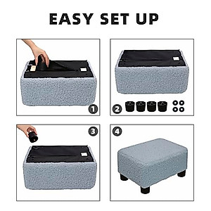 CAROLMADE Small Foot Stool Ottoman 15.4" Footstool with Legs Under Desk Footrest for Living Room Bedroom and Office, Soft Blue