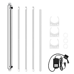 VEVOR Water Purifier Filter, Light Water Filter for Whole House Water Purification, 12GPM 110V 55W, 2 x Extra Lamps, 3/4" MNTP Inlet and Outlet