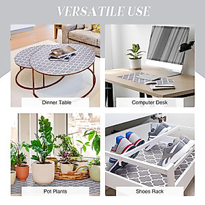 Glotoch Shelf Liners for Kitchen Cabinets 12” x 20FT-Non Adhesive Cabinet and Drawer Liner Roll for Fridge/Wire Shelf/Glass Shelves, Double Sided Non-Slip Durable and Strong, Quatrefoil Gray