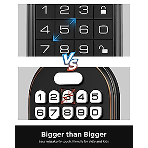ARPHA Electronic Keypad Deadbolt, Keyless Entry Door Lock with Keypads, Deadbolt Smart Lock, Large Button, Auto Lock, Easy Installation, Black