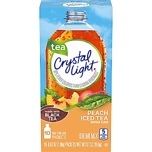 Crystal Light On-the-Go, Peach Iced Tea Drink Mix, 10 CT (Pack of 8)