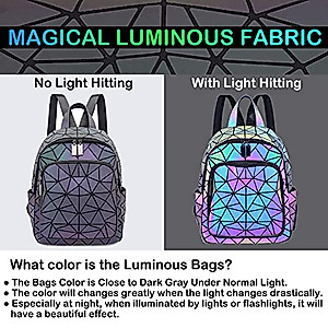 Luminous Geometric Backpacks Women Purses and Handbags Holographic Reflective Bags Iridescent Backpack A1