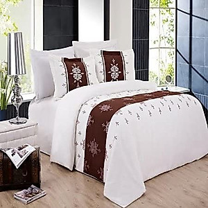 sheetsnthings Eleanor Luxury 4pc Embroidered Comforter Set Includes 3pc Duvet Cover Set and One Down Alternative Comforter (King/California King)