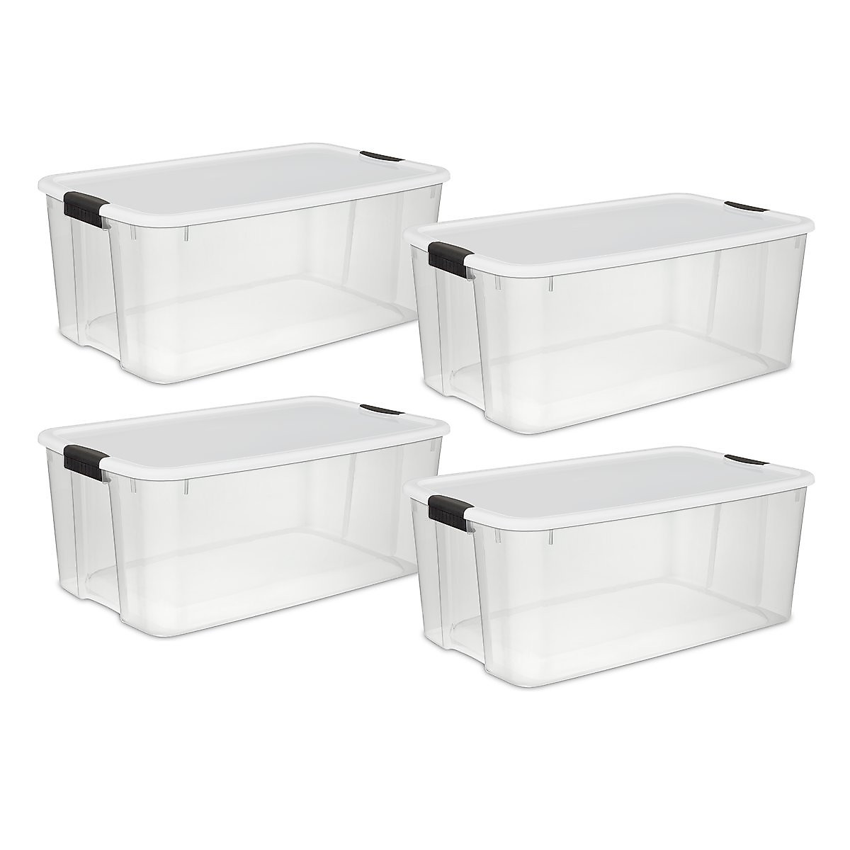 Sterilite 116 Qt and 18 Qt Ultra Latch Boxes, Stackable Storage Bins with Lids (4-Pack and 6-Pack)