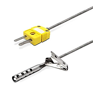PerfectPrime TL3163K K-Type Thermocouple Temperature Sensor Probes 316L stainless steel 752°F, Open Hole Clip for Air Temperature