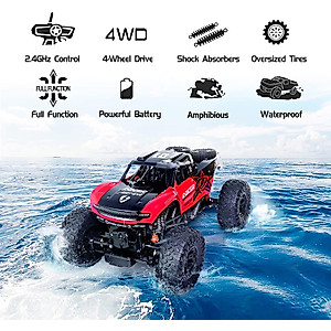 Remote Control Car, 1/12 RC Car Monster Truck 2.4GHz All Terrain Waterproof Racing Car Off-Road RC Crawler Toy Gift for Kids Adults