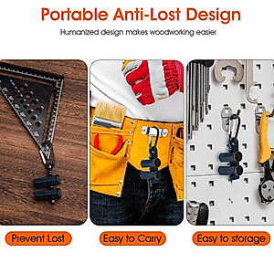 Stair Gauge, Stair Gauges for Framing Square, Tall Stair Gauges, Non Slip Stair Stringer Layout Tool, Aluminum Framing Square Stops with Holder for Circular Saw Rip Guide(Black)