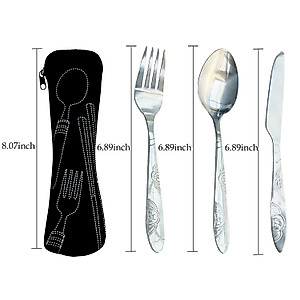 Silverware Flatware Set, RilexAwhile Set of 1 Stainless Steel Reusable Utensils to Go Lunch Set, Camping Flatware Set Knife, Fork and Spoon 3-Piece, for Camping and Travel