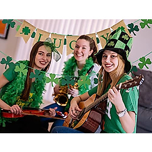 St Patricks Day Decorations, Irish Decor, Lucky Shamrock Garland Banner, for Holiday and Spring Felt – 3PC…