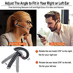 Wireless Headset Business Earpiece 30Hrs Playtime with 450mAh Charging Case Built-in Mic Noise Cancelling Headphone 5.0 Handsfree Sports Earphone for Android iOS Driving Trucker Driver Business Office