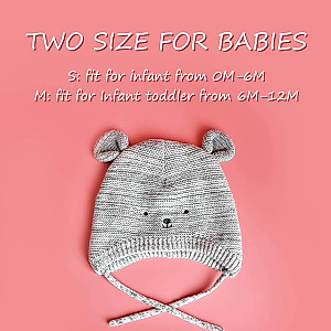 SOMALER Baby Knitted Winter Hats Infant Newborn Toddler Autumn Cute Earflap Cotton Lined Beanie Hat for Boys Girls Off-White