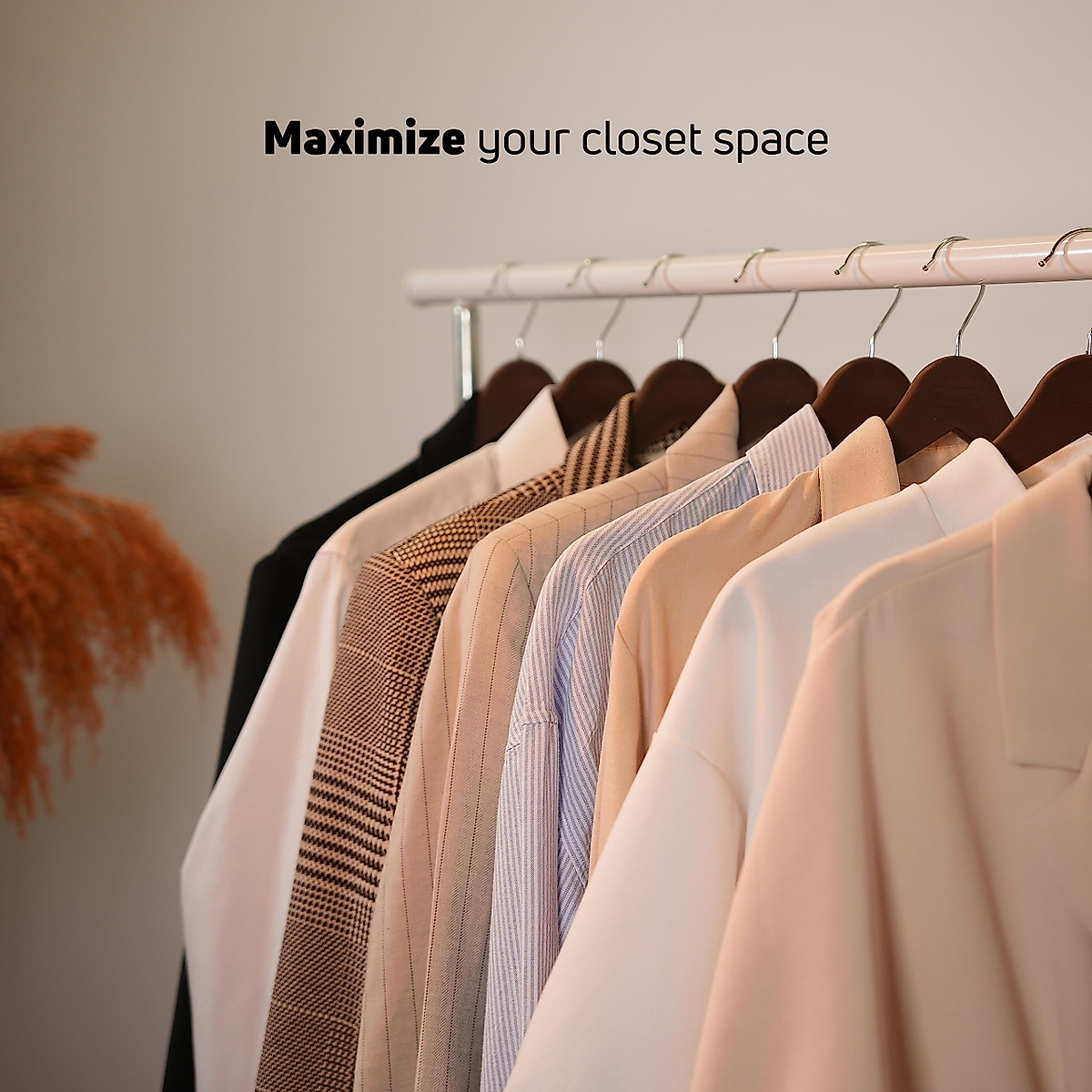 D'orcia Home Clothes Hanger - Heavy Duty Durable Coat and Clothes Hangers - 20 Pack Clothes Hangers Plastic - Non-Slip Clothes Hangers - Wood Look Space Saving Hangers - 360 Degree Swivel Hook (Brown)