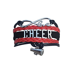 Cheer Charm Bracelet- Infinity Love Adjustable Cheerleading Jewelry in Team Colors for Cheerleader