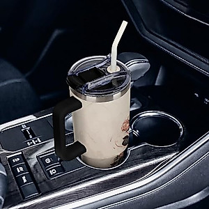 LLUTSNTH 40 Oz Vacuum Tumbler with Black Handle Leakproof Insulated Tumbler Ancient Skull And Flowers Stainless Steel Travel Mug with Lid And Straw Coffee Cup Cute Water Bottles Cup Holder Friendly