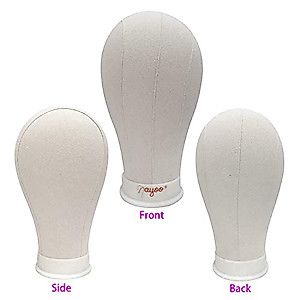 NAYOO 21-24 inch Canvas Block Head Wig Head Stand for Making Wigs Display Styling Mannequin Head Set With Mount Hole (22inch - Light brown)