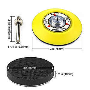 POLIWELL 3 Inch (75mm) Assorted 800/1000/2000/3000/5000 Grit High Performance Heavy Duty Silicon Carbide Wet/Dry Hook & Loop Sanding Discs with 1/4 inch Shank Sanding Pad + Foam Buffering Pad, 100PCS