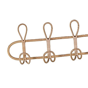 Generic Wall Mounted Coat Rack Clothes Hooks Simple Ornament Supplies Porch Hanging Rattan Clothes Hanger, 5 Hooks, Optional