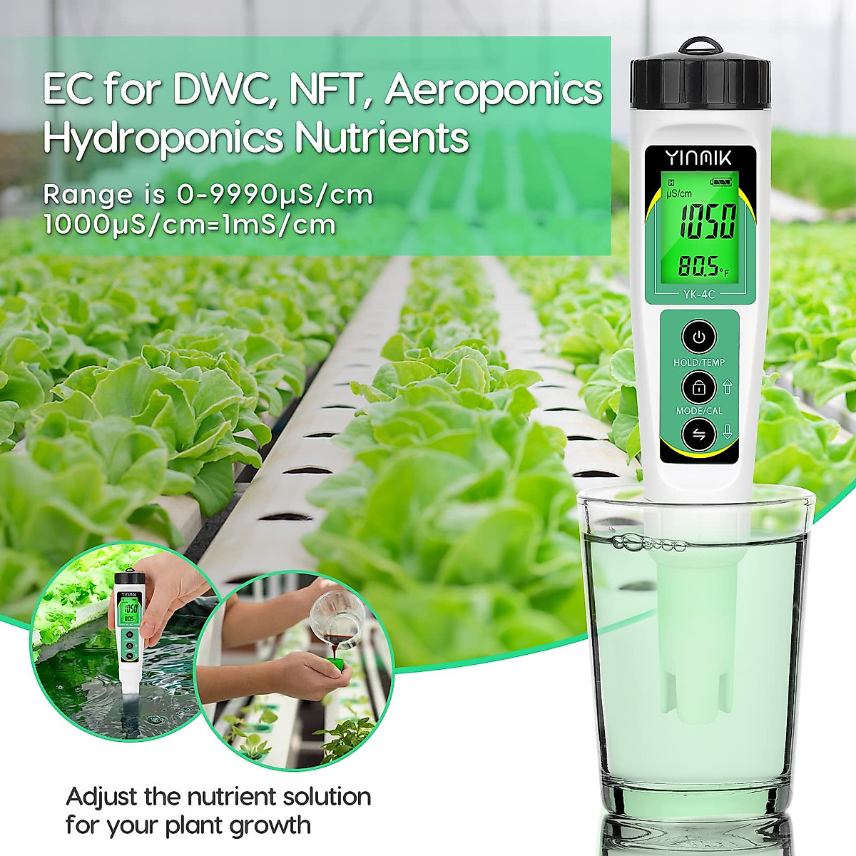 YINMIK PH Meter and Salinity EC TDS Temp Meter Combo Tester