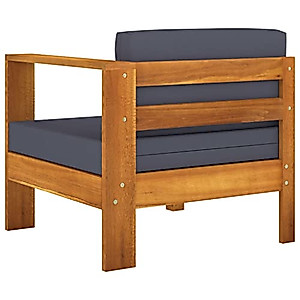 vidaXL Patio Lounge Set 7 Piece, Sectional Sofa for Outdoor Garden, Patio Furniture with Dark Gray Cushions, Coffee Table, Modern Style, Acacia Wood