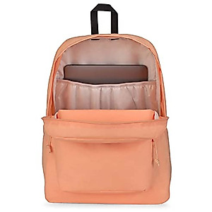 JanSport Superbreak Plus Backpack - Work, Travel, or Laptop Bookbag with Water Bottle Pocket, Peach Neon
