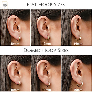 MAX + STONE 14k Solid Yellow Gold Domed Style Huggie Hoop Earrings with Hidden Post Hinged Closure 10mm