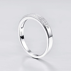 Merthus Half Eternity Jewelry CZ Stackable 18K White Gold Plated Wedding Band Ring for Women Size 9