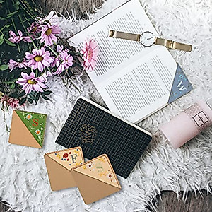 Personalized Hand Embroidered Corner Bookmark,Hand Stitched Felt Corner Letter Bookmark, Felt Triangle Bookmark, Cute Flower Bookmarks for Book Reading Lovers Meaningful Gift (E, Spring)