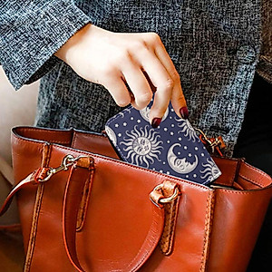 Sletend RFID Credit Card Holder Vintage Sun Moon Leather With Zipper Card Case Wallet for Women Girls