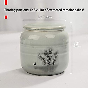 Small Cremation Urns for Human Ashes - Tree of Life Decorative Keepsake Urn with Case, Velvet Pouch - Ceramic Adult Dog Cat Ash Holders Miniature Memorial Funeral Urn for Sharing Ashes