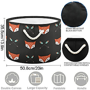 visesunny Storage Basket Foxes Arrow Animal Nursery Hamper Canvas Fabric Toy Storage Organizer Bin Storage Box Laundry Basket for Kid Rooms,Playroom,Shelves,Toy Basket