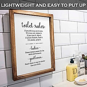 Toilet Rules Bathroom Sign 11x16 Inch - Bathroom Rules Sign, Toilet Rules Sign For Bathroom, Rustic Bathroom Rules Sign, Guest Bathroom Wall Decor, Bath Signs For Bathroom Decor Bathroom Rules Signs
